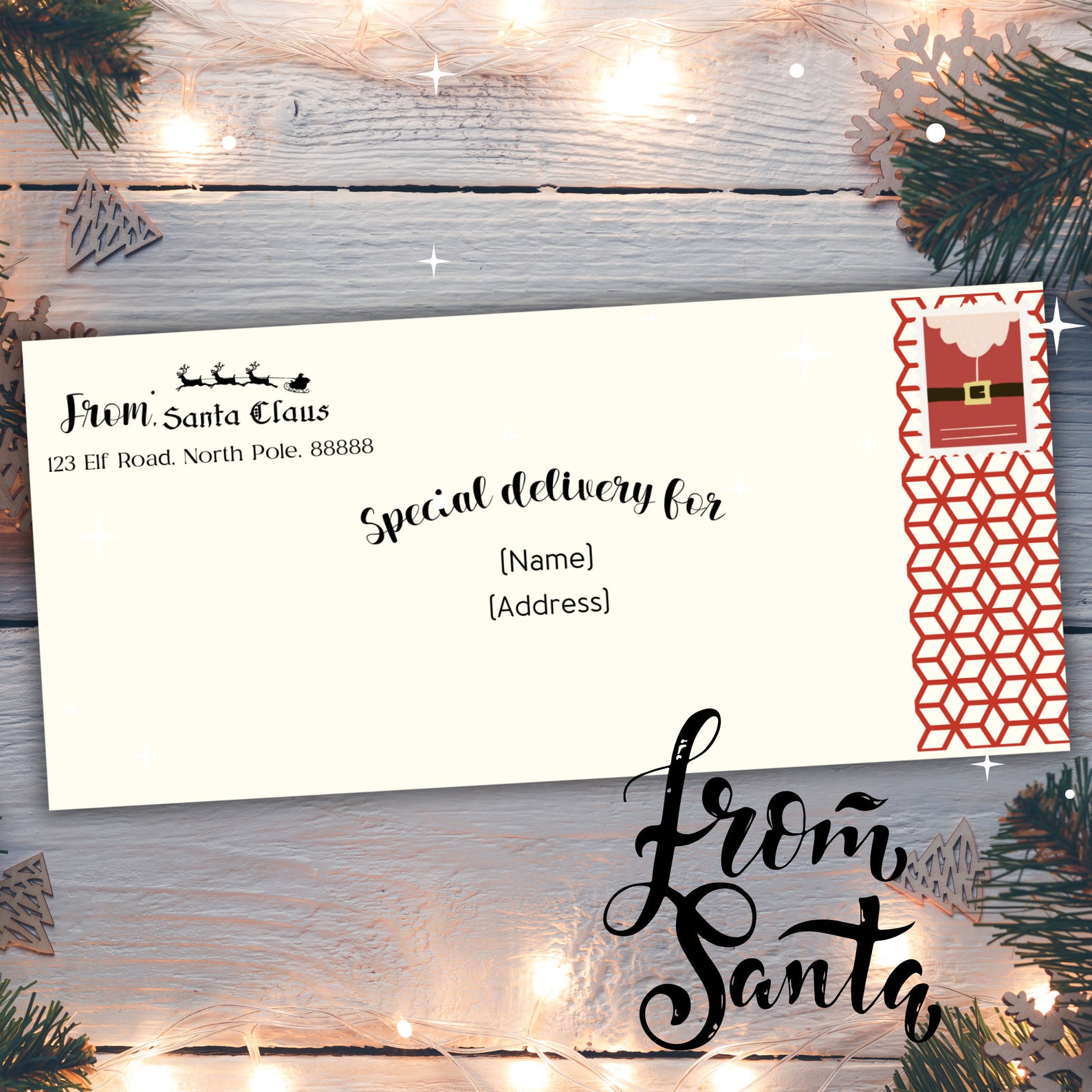 Letter From Santa Envelope, Santa Letter PNG Cricut Elf Envelope Santa ...