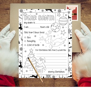 Letter to Santa Coloring Page, Kids Christmas Wish List, Printable ...
