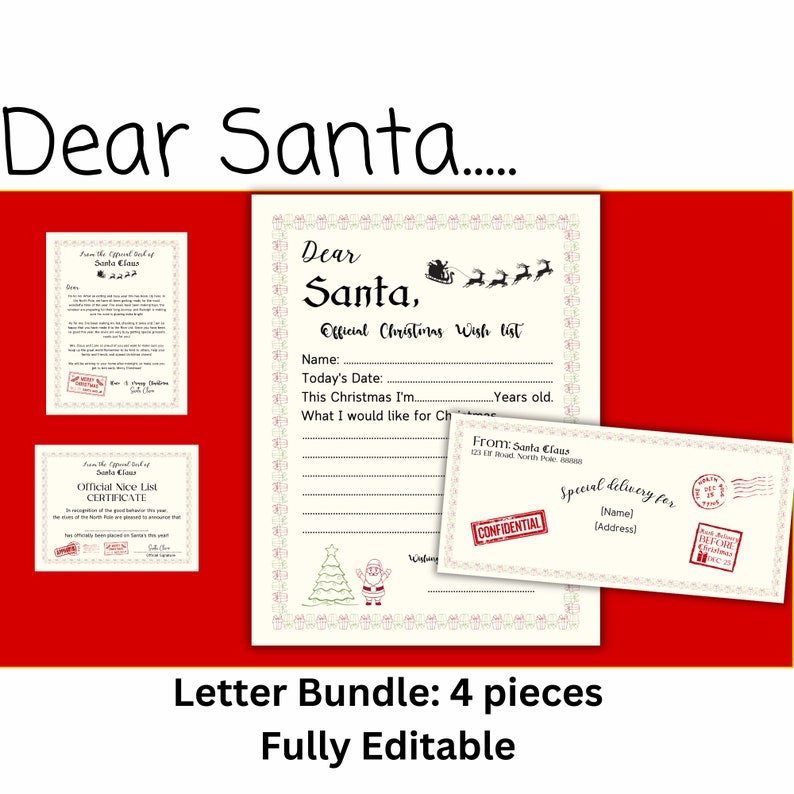 Letter to Santa Kit, Christmas Wish List, Christmas Printable Activity ...