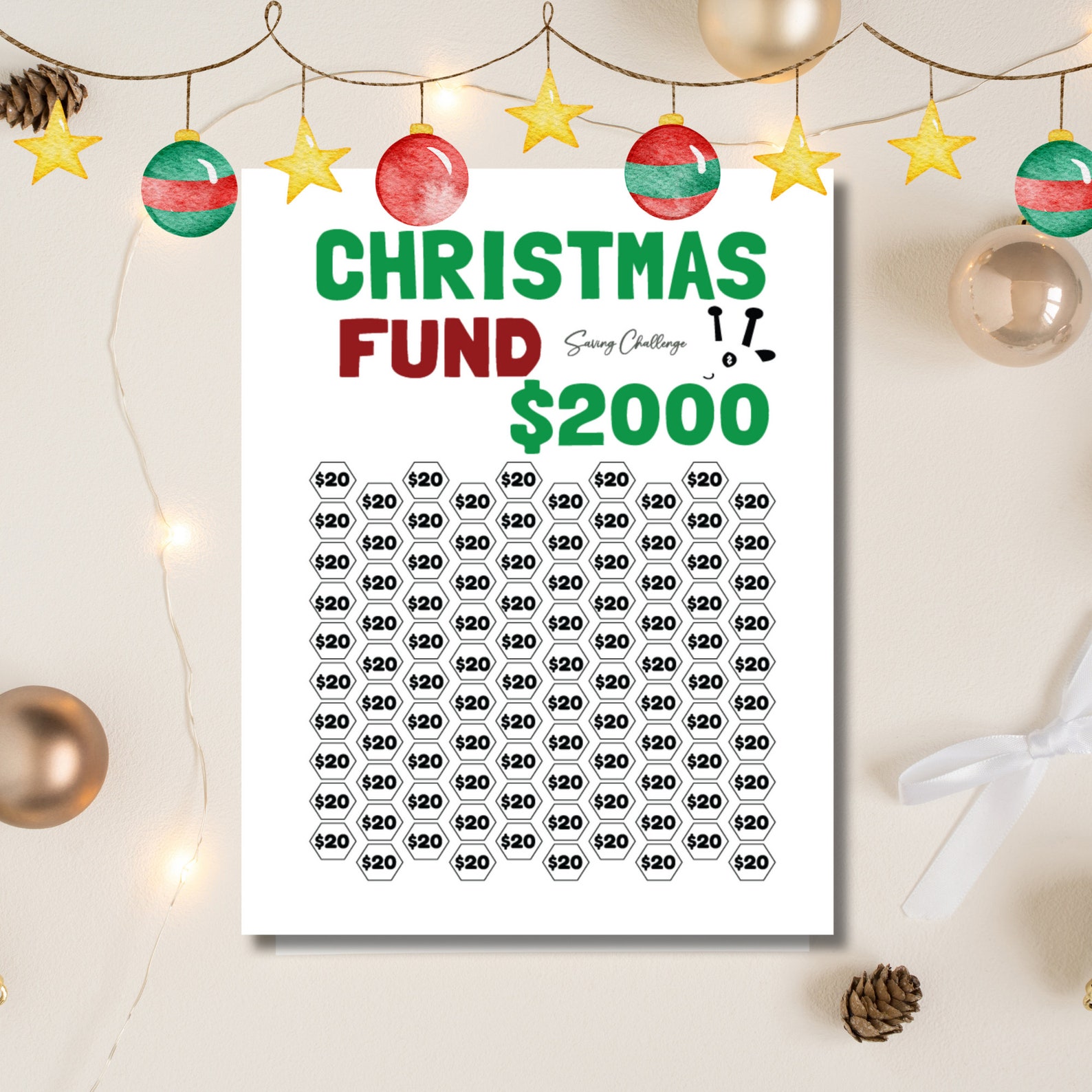 Christmas Money Saving Challenge Printable Kit, Canva Christmas Savings ...