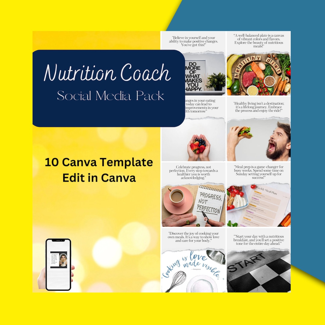 Wellness Life Coach 10 Editable Canva Templates for Nutrition Health ...