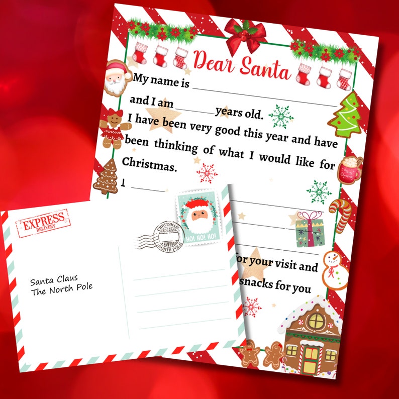 Letter to Santa, Christmas Wish List, Christmas Printable Activity for ...