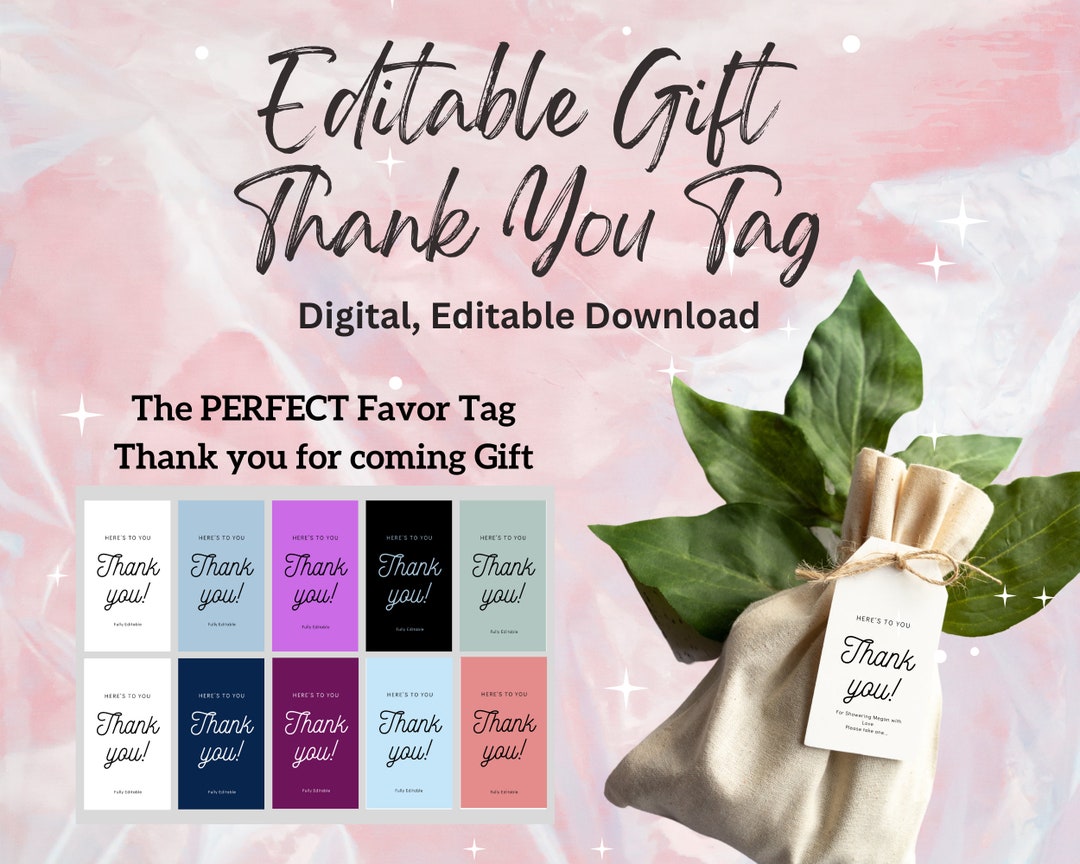 Editable Favor Gift Tags| Customize Color, Font and Script, Personalize ...