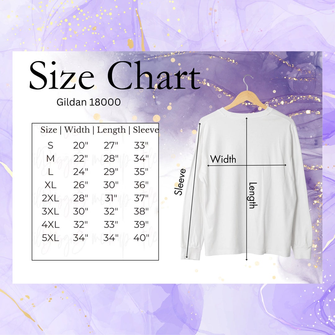 Sweater Mockup and Size Chart, Crewneck Swetshirt, White Sweater Size ...