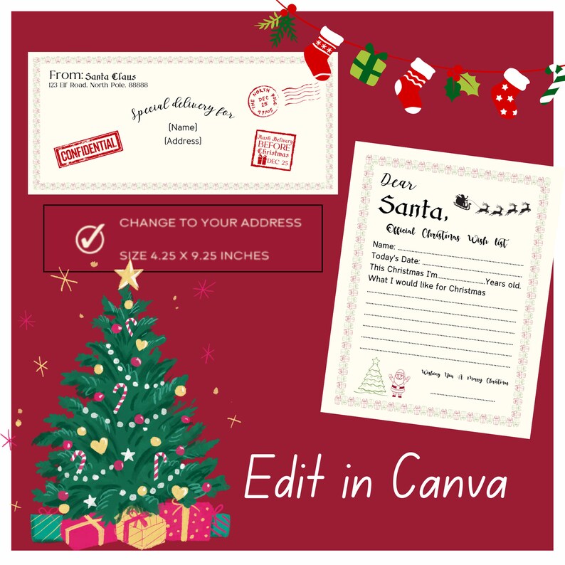 Letter to Santa Kit, Christmas Wish List, Christmas Printable Activity ...