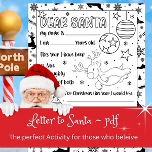 Letter to Santa Coloring Page, Kids Christmas Wish List, Printable ...