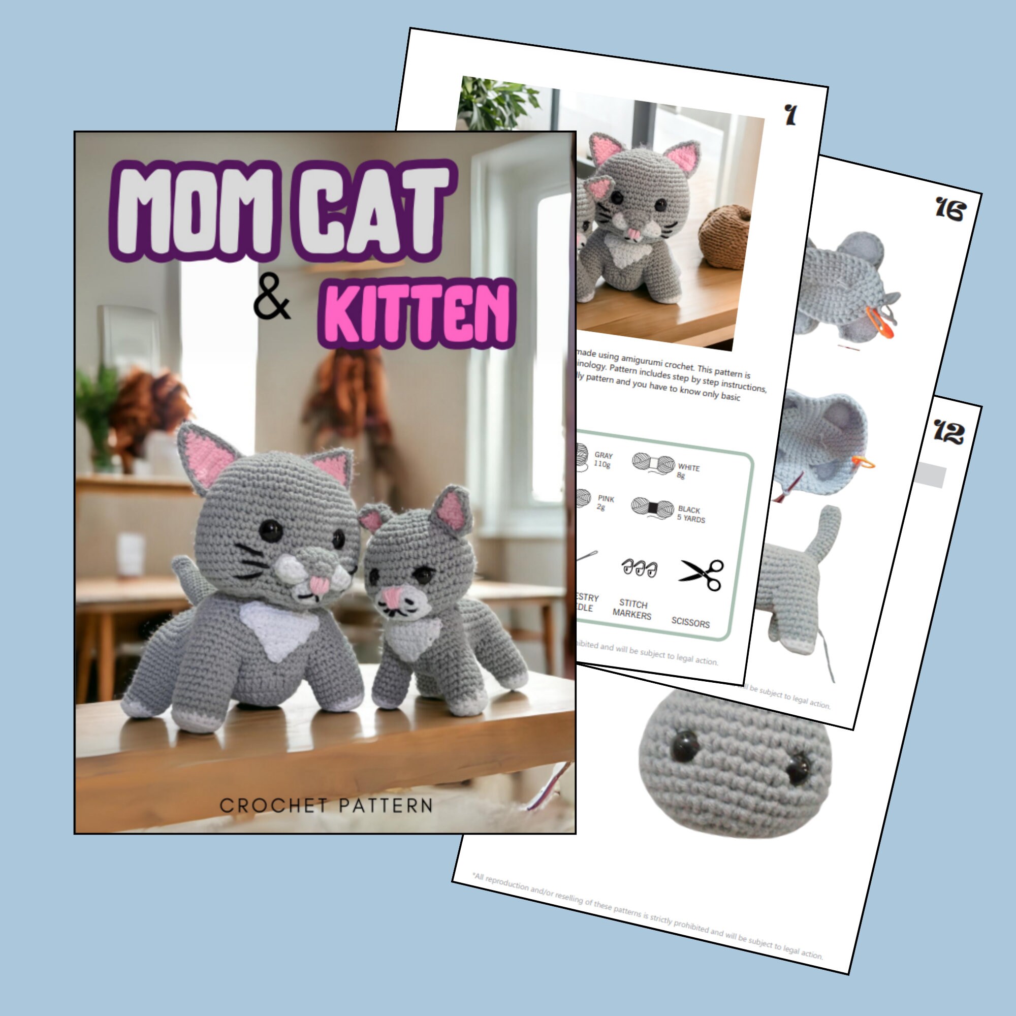 Crochet Pattern, Crochet Cat, Digital Download, Handmade, PDF, Crochet ...