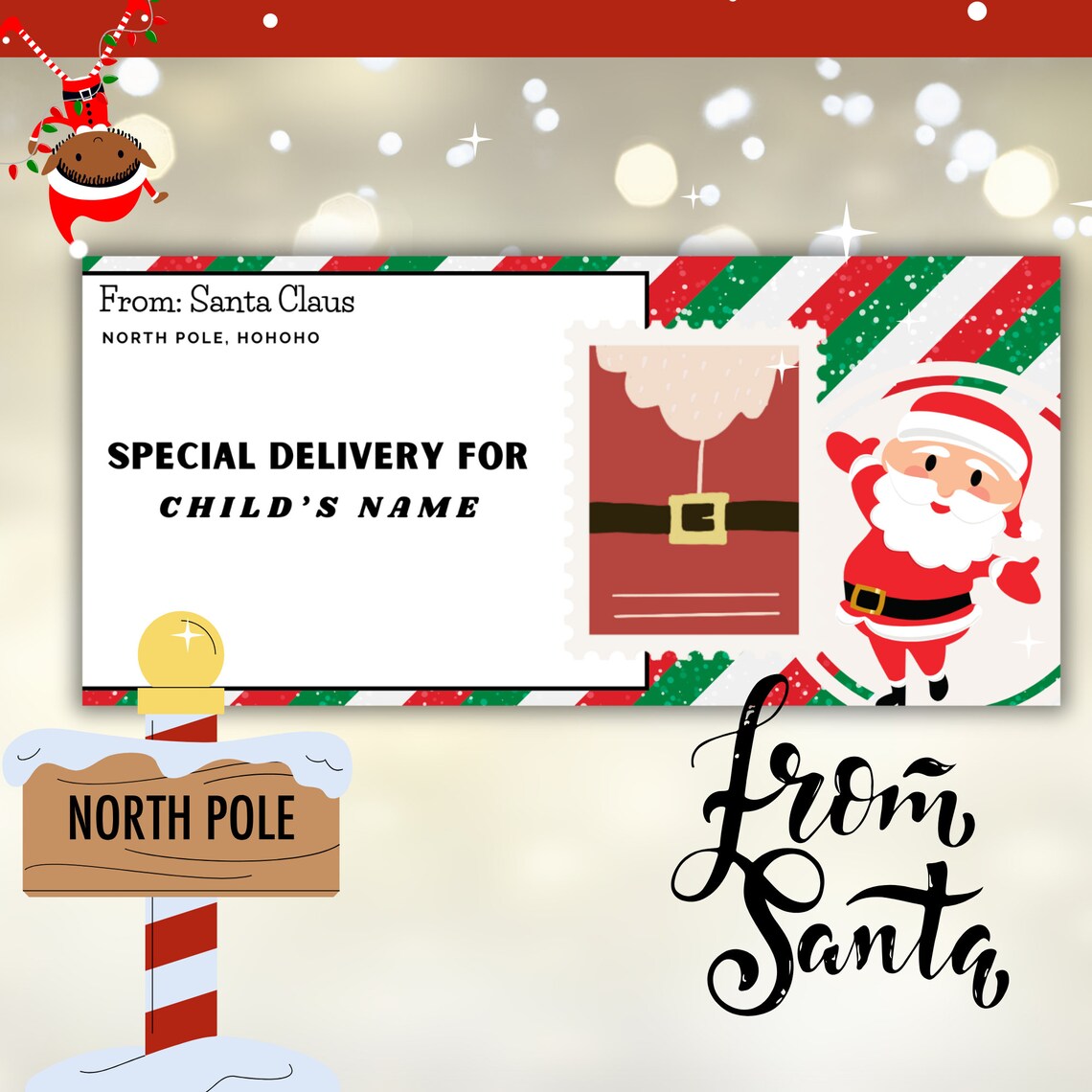 Letter From Santa Envelope PNG Cricut Elf Envelope Santa Letter Xmas ...
