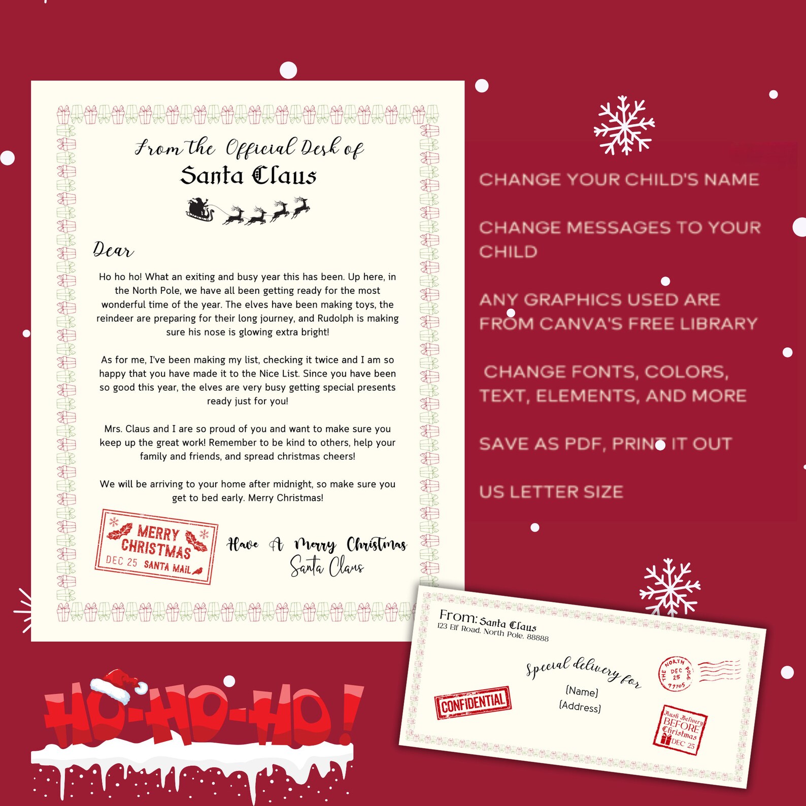 Letter to Santa Kit, Christmas Wish List, Christmas Printable Activity ...
