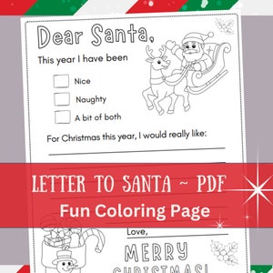 Letter to Santa Coloring Page, Kids Christmas Wish List, Printable ...
