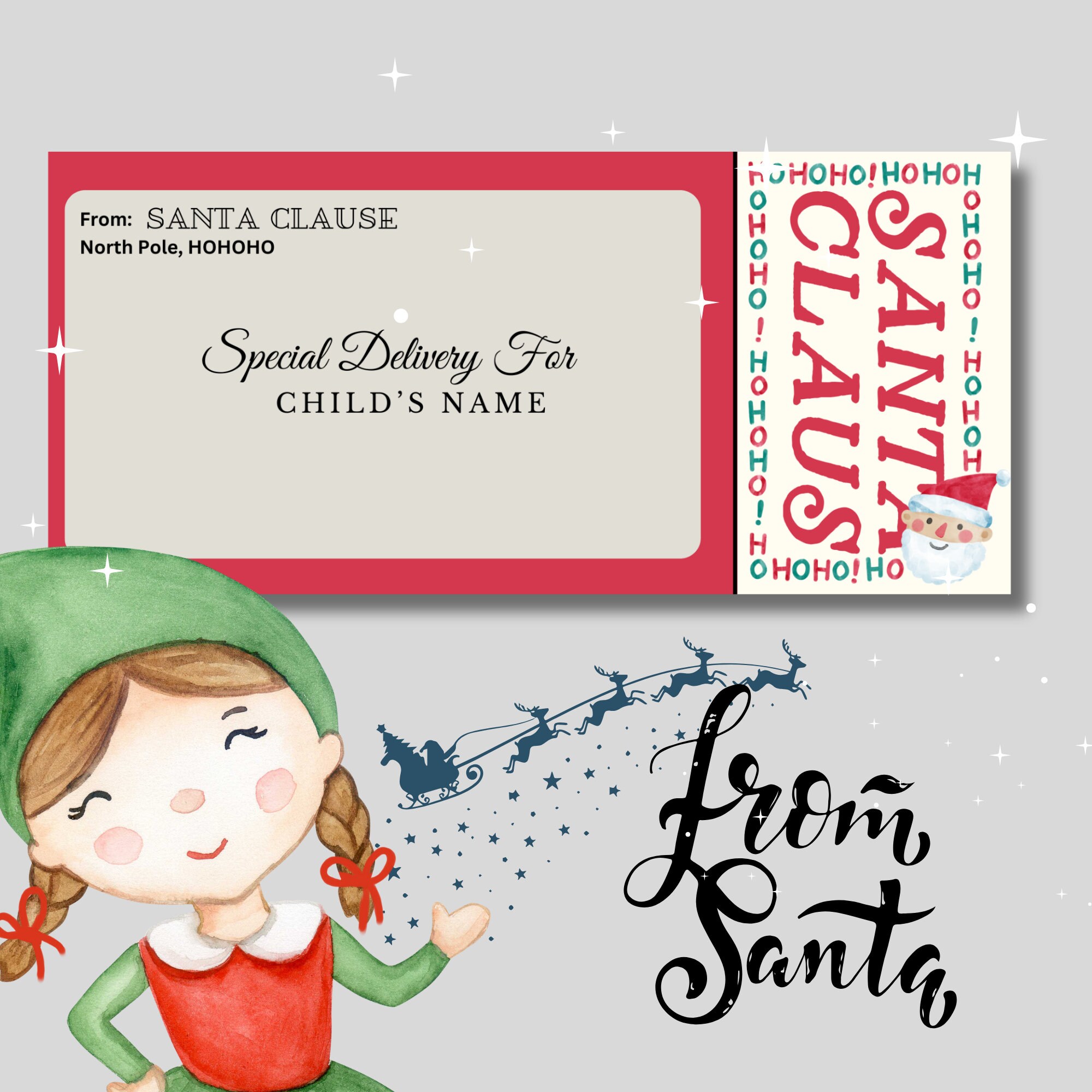 Letter From Santa Envelope, Santa Letter PNG, Editable Letter From ...