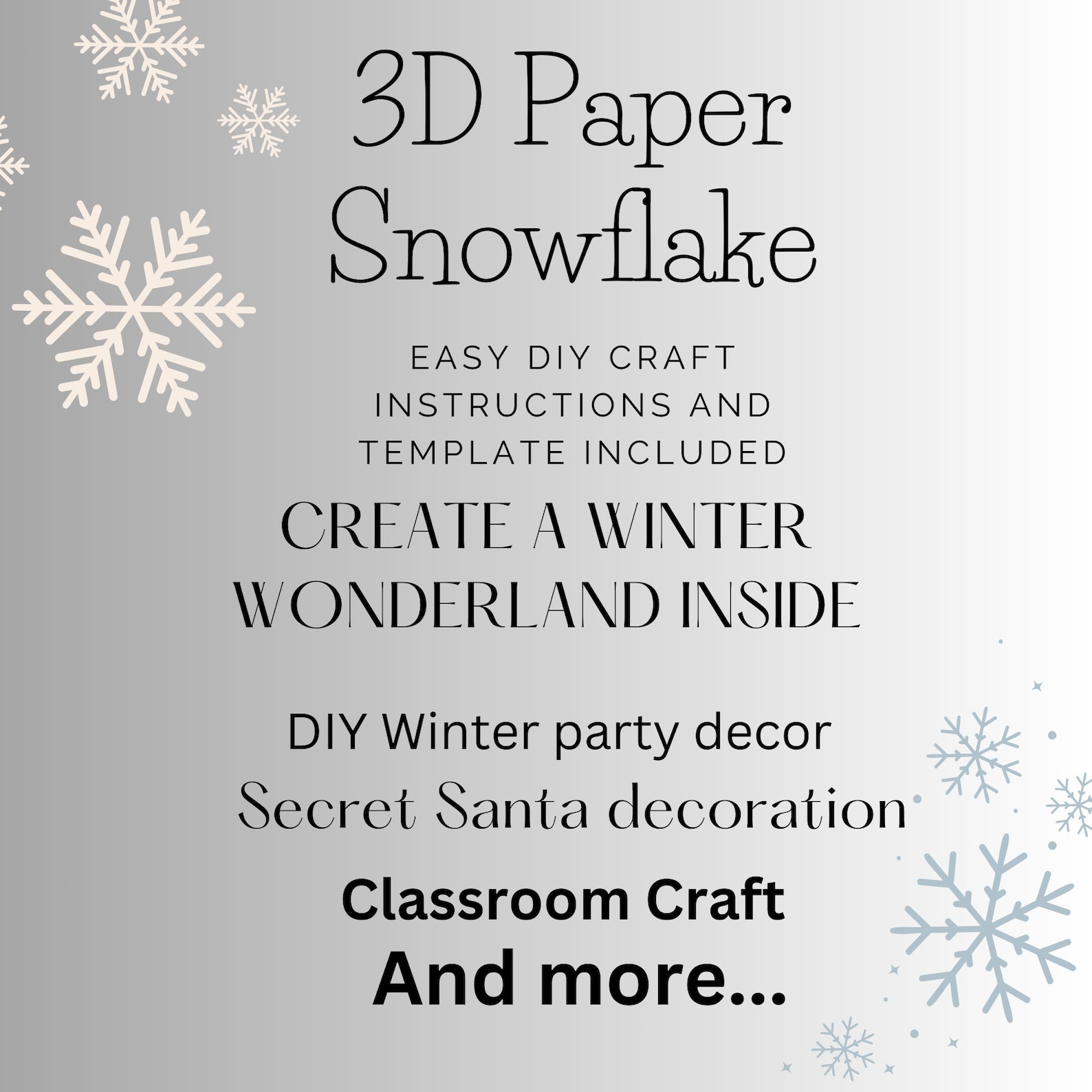 Snowflake Kid's Craft, Winter Kid's Craft, Printable Snowflakes Craft ...