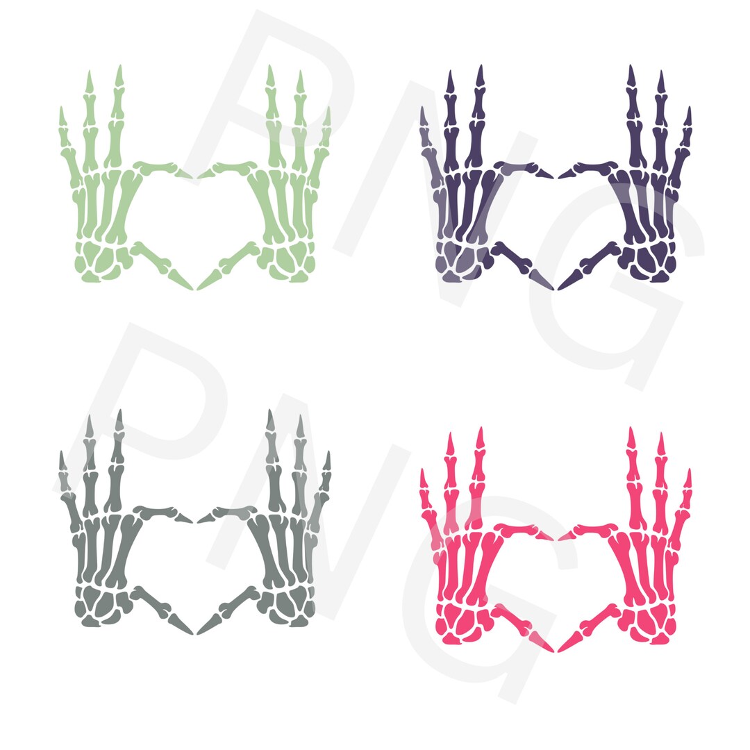 4 Skeleton Hands Heart SVG, Skeleton SVG, Valentines Day Png, Halloween ...