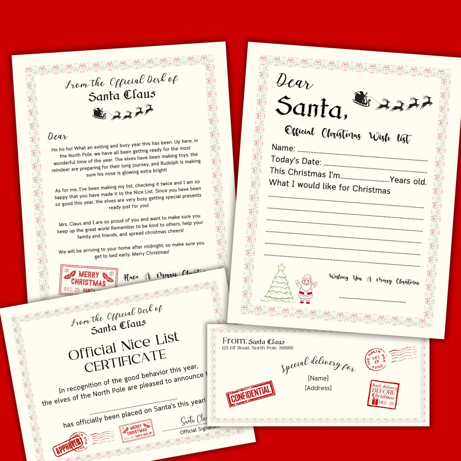 Letter to Santa Kit, Christmas Wish List, Christmas Printable Activity ...