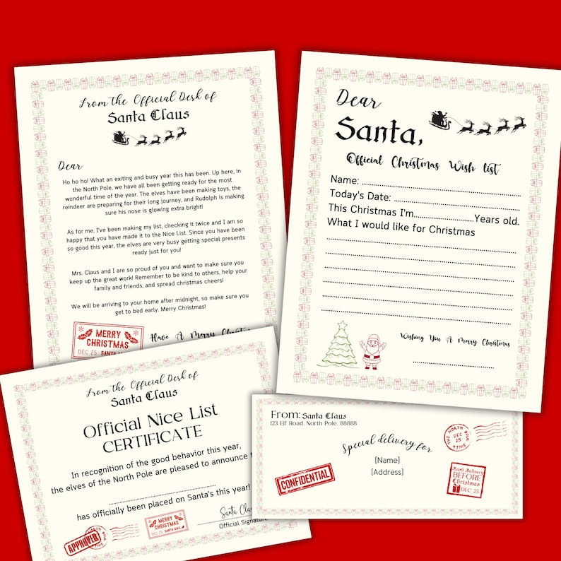 Letter to Santa Kit, Christmas Wish List, Christmas Printable Activity ...
