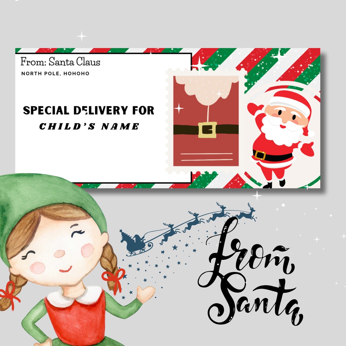 Letter From Santa Envelope PNG Cricut Elf Envelope Santa Letter Xmas ...
