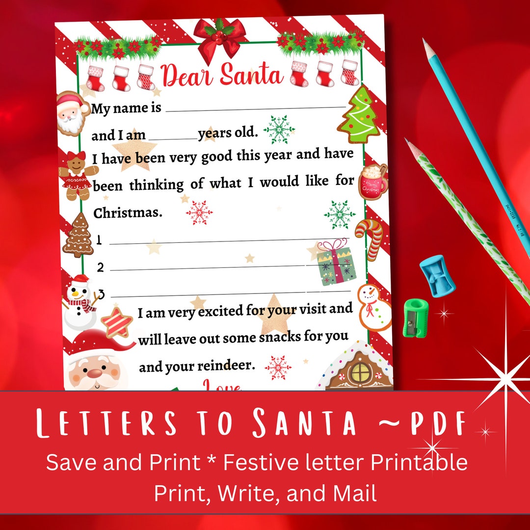 Letter to Santa, Christmas Wish List, Christmas Printable Activity for ...