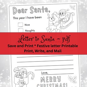 Letter to Santa Coloring Page, Kids Christmas Wish List, Printable ...