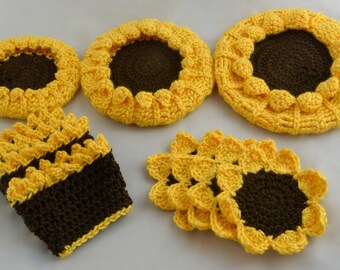 Handmade Crochet Sunflower Pan/pot Liners or Glass Bowl Separators, 100 ...