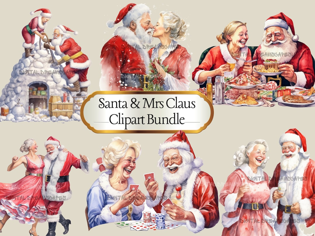 29 Santa & Mrs Claus Clipart Bundle, Digital Download for Commercial ...