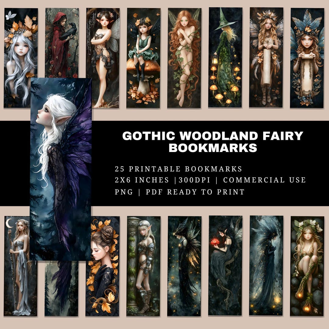Gothic Fairy Bookmarks | Woodland Witch Bookmark Set | Whimsical ...