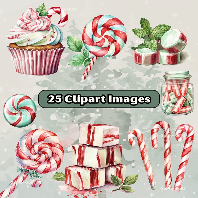 40 Peppermint Clipart & Seamless Pattern PNG Bundle, Candy Cane Png ...