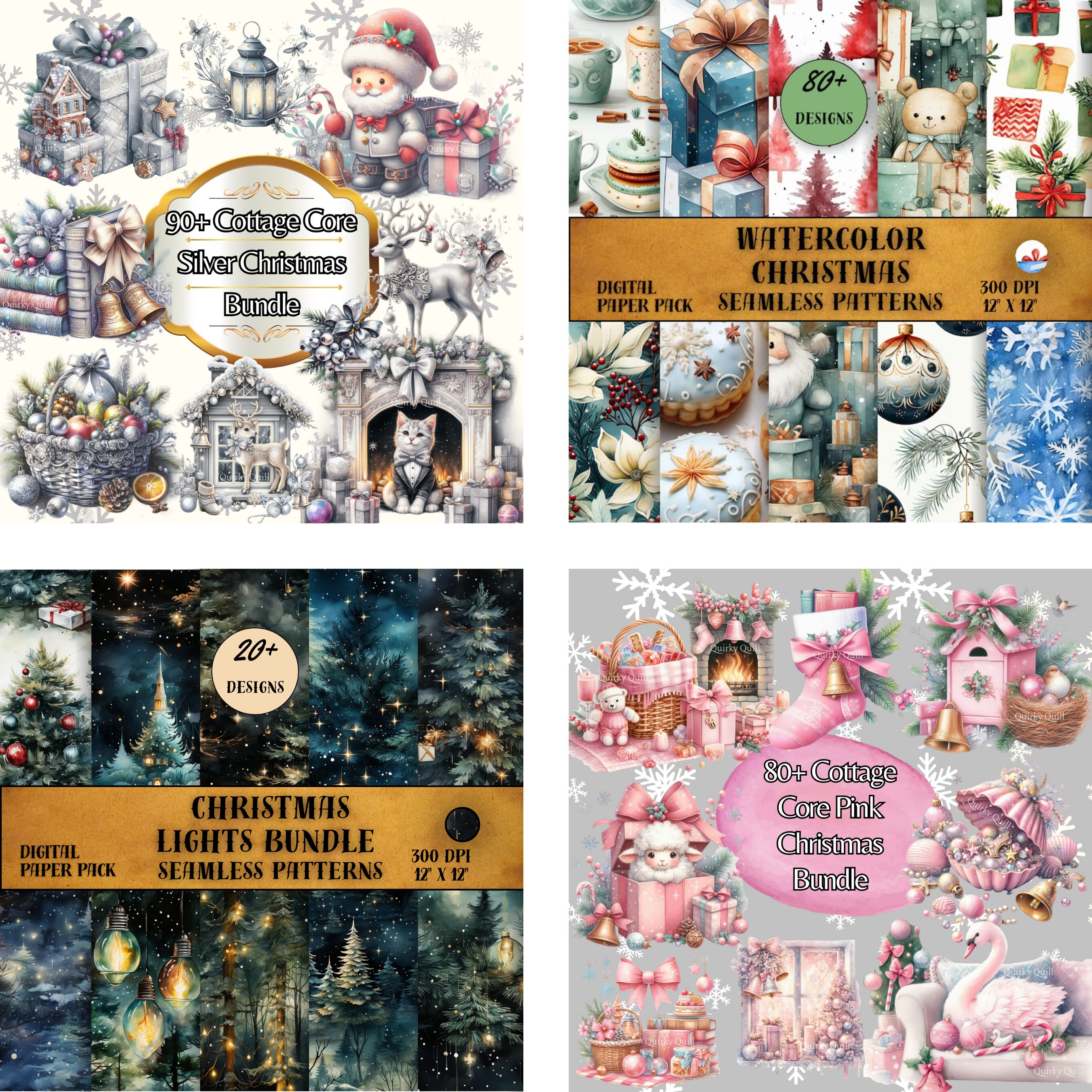 Watercolor Mega Christmas Clipart Bundle, Commercial Use, Transparent ...