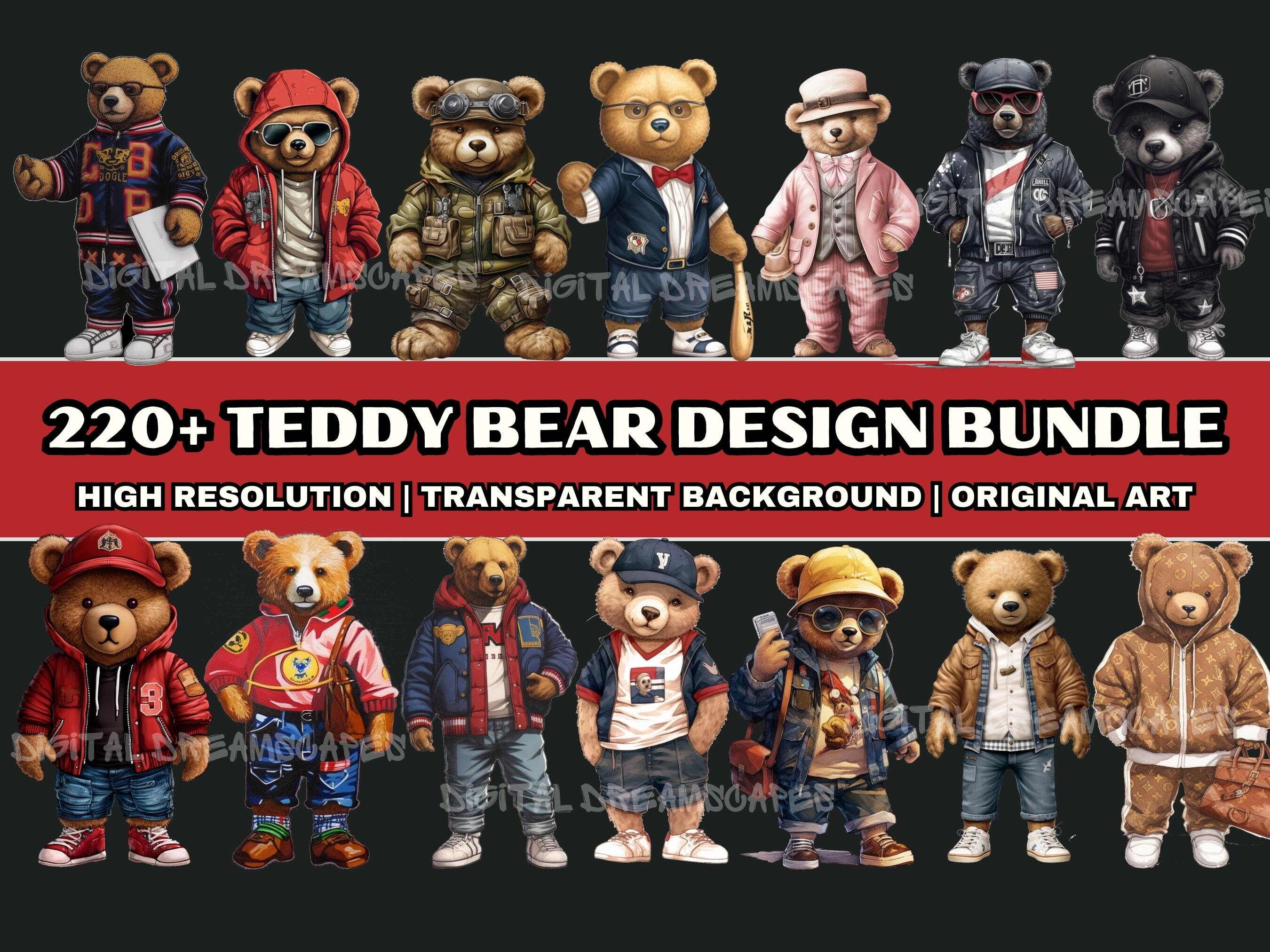 220 Bear T-shirt Designs Bundle Bear Streetwear Design - Etsy Australia