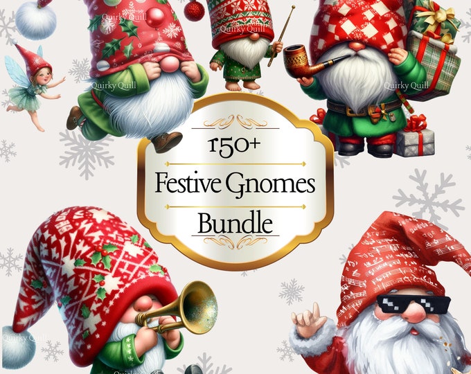 29 PNG, Watercolor Festive Gnomes Collection Clipart, Christmas Gnomes ...