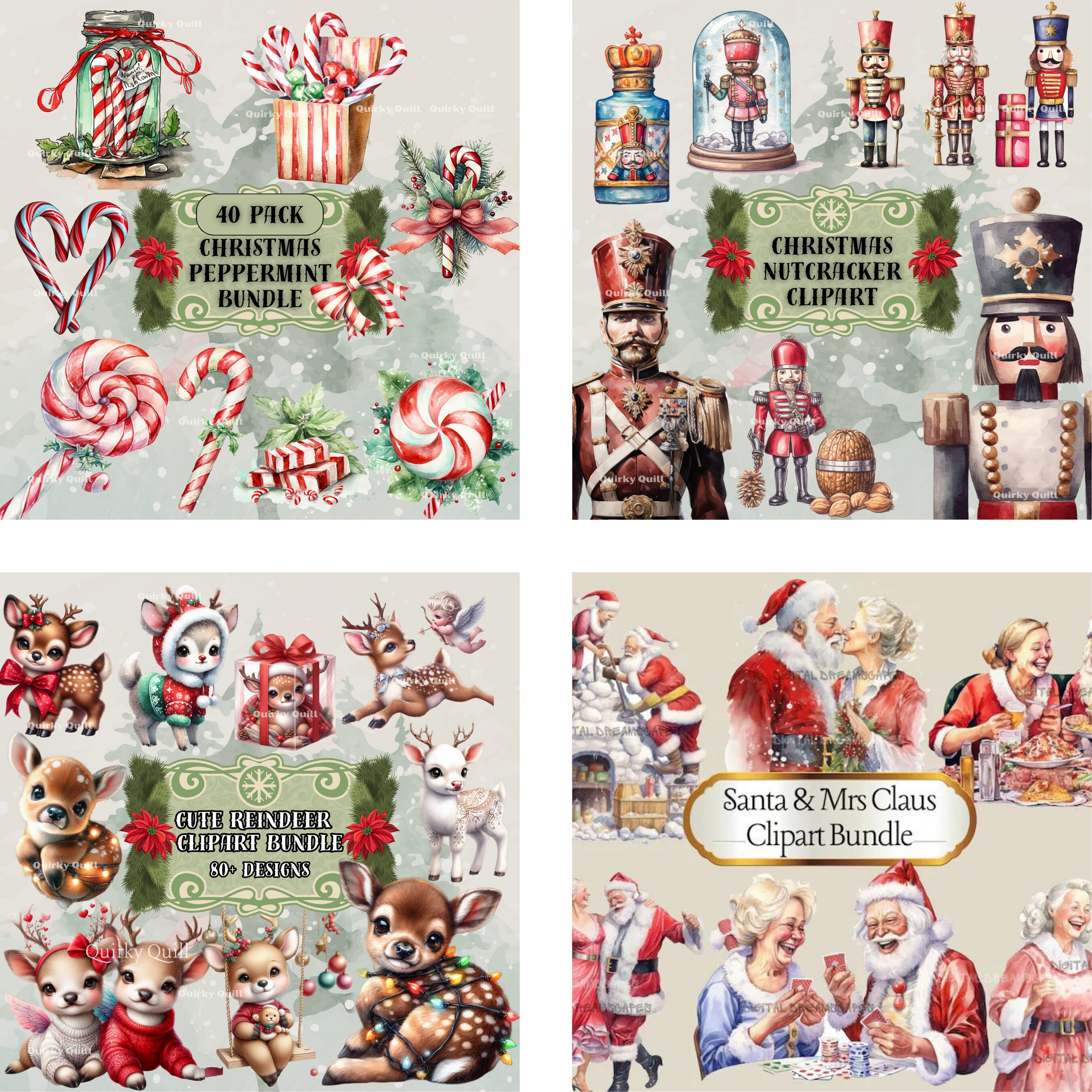 Watercolor Mega Christmas Clipart Bundle, Commercial Use, Transparent ...