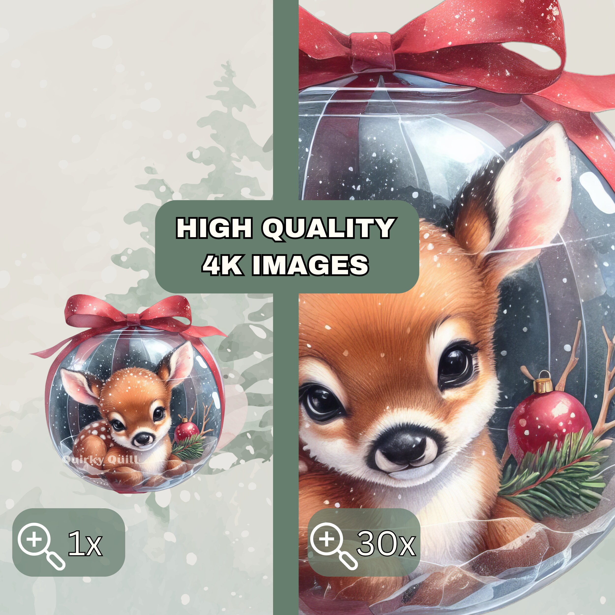 Cute Watercolor Reindeer Clipart PNG Christmas Woodland Animal - Etsy