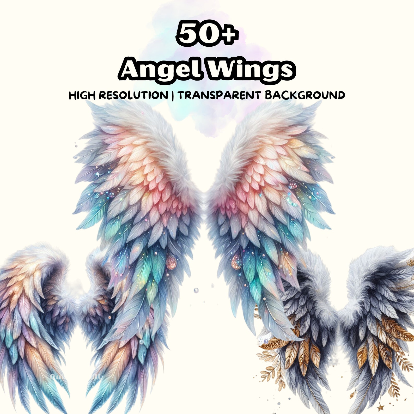 50+ Angel Wings, Clipart Bundle, Wings PNG, Sublimation Png, Planner ...