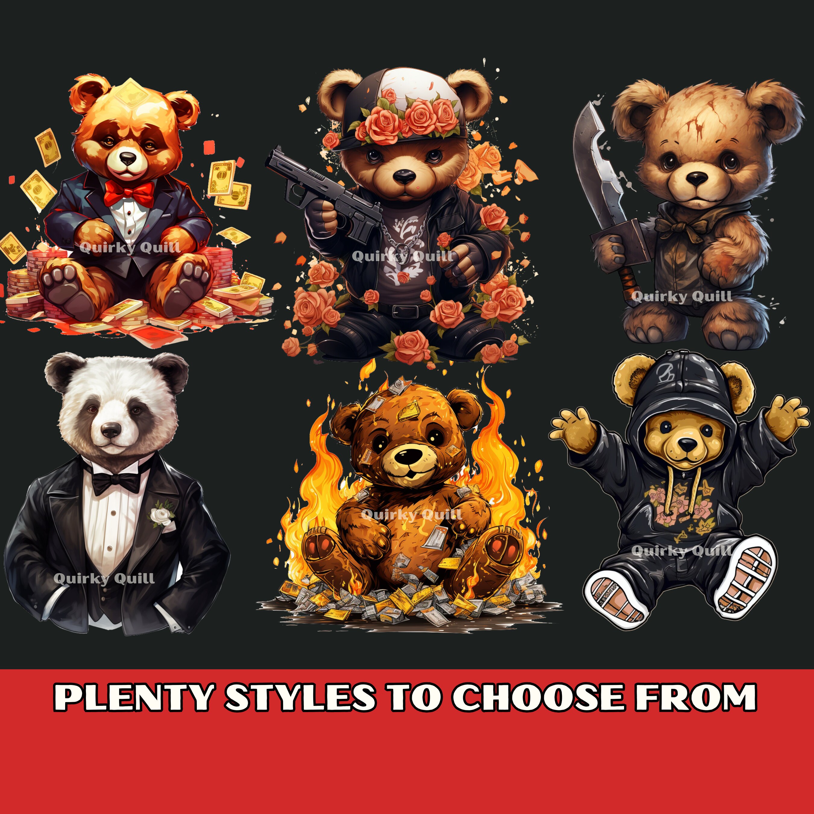 220+ Bear T-shirt Designs Bundle, Bear Streetwear Design, Shirt Design ...