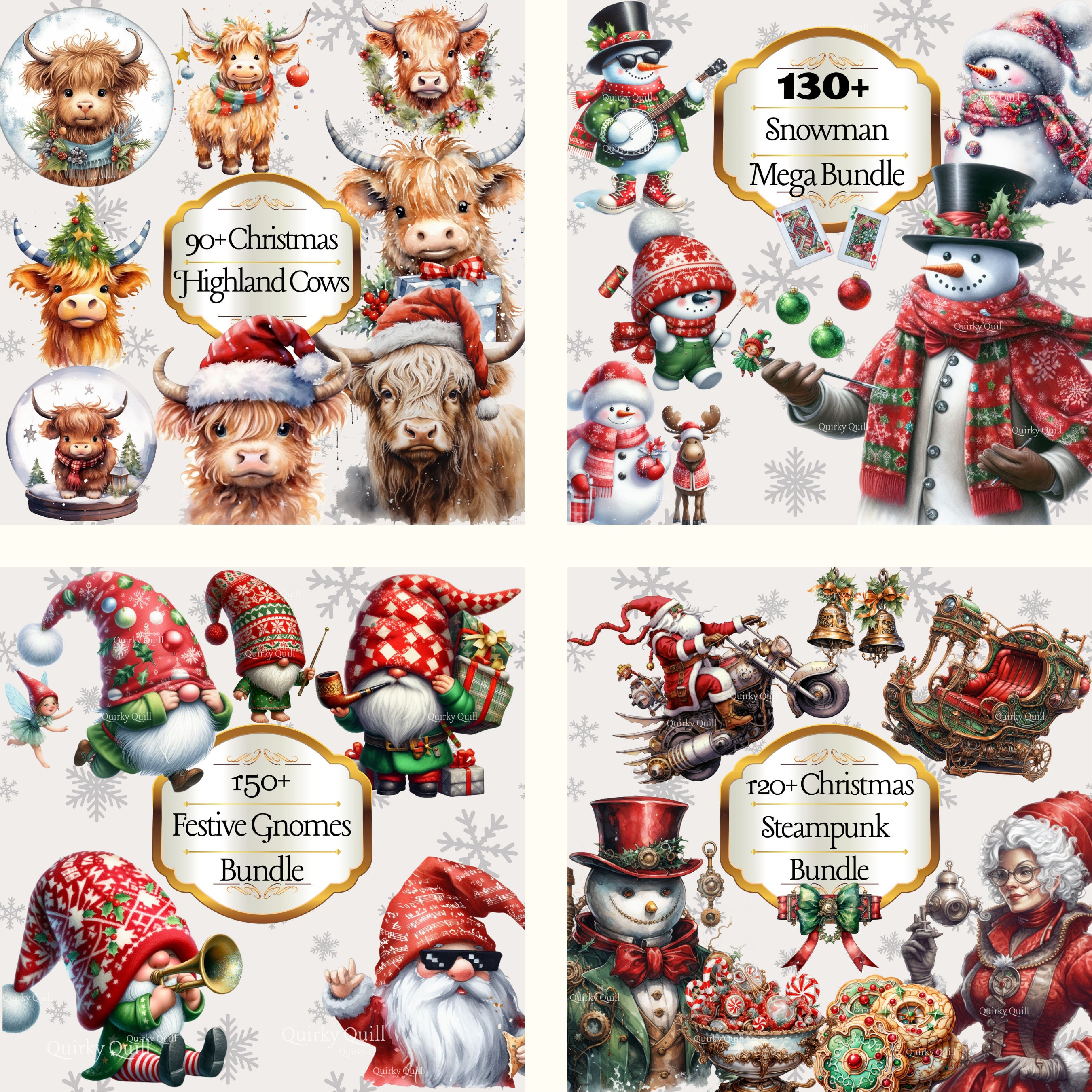 Watercolor Mega Christmas Clipart Bundle, Commercial Use, Transparent ...