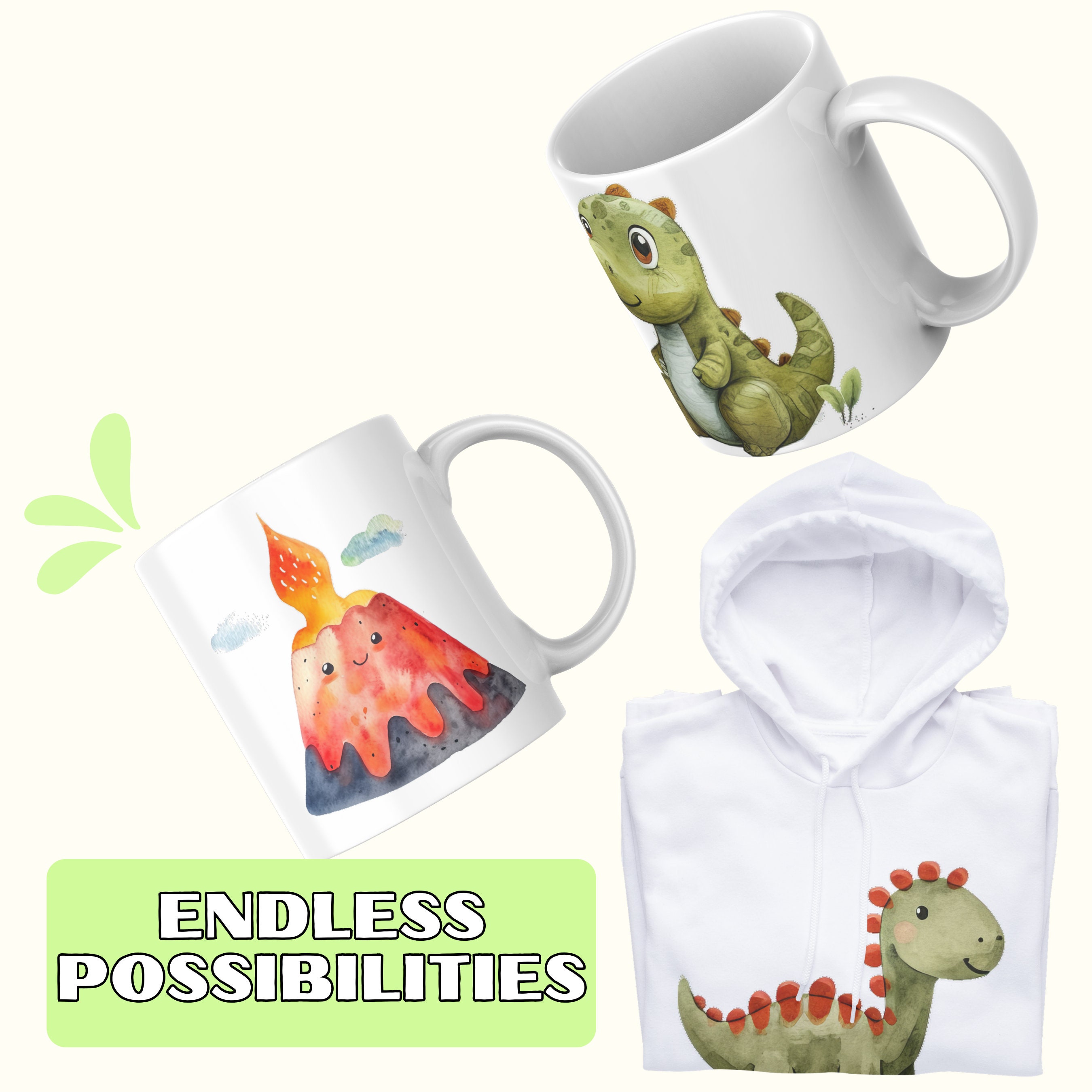 Dinosaurs Watercolor Clipart, Cute Dino Clip Art, Neutral Dinosaur PNG ...