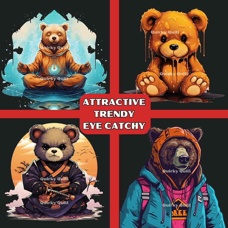 220+ Bear T-shirt Designs Bundle, Bear Streetwear Design, Shirt Design ...