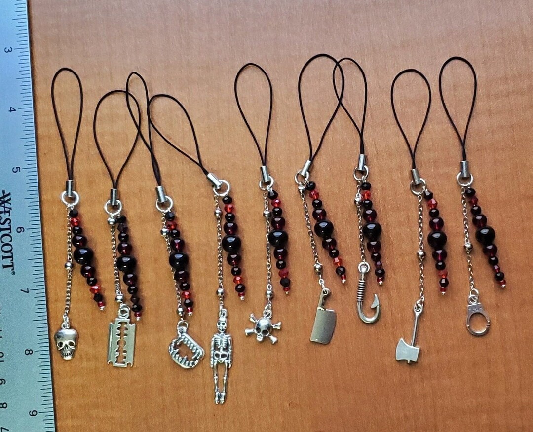 Red & Black Gothic Phone Charms | Keychains - Etsy