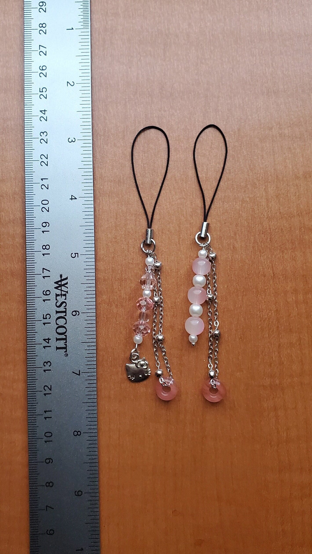 Dainty Pink & Hello Kitty Phone Charm | Keychain - Etsy