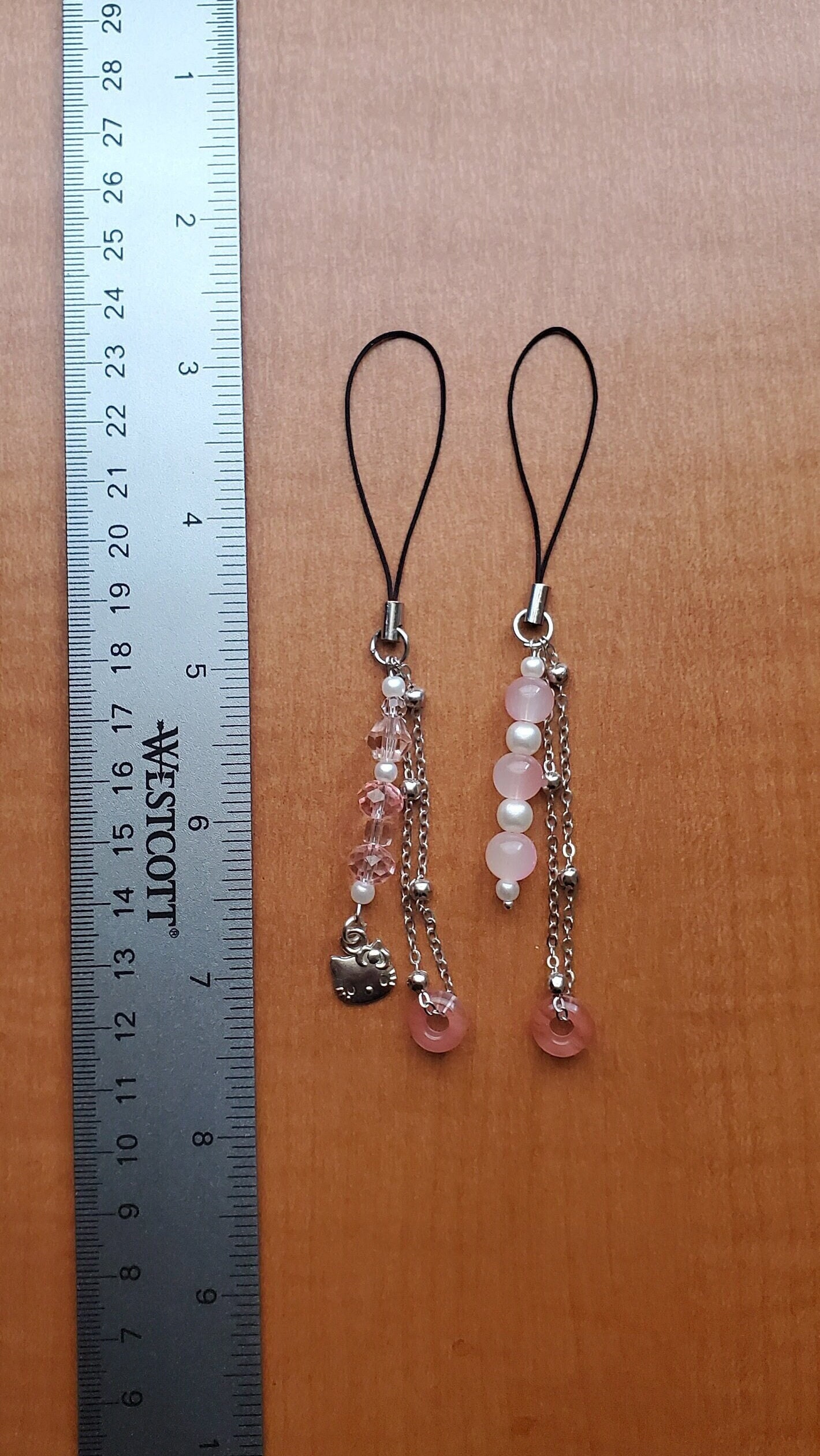 Dainty Pink & Hello Kitty Phone Charm | Keychain - Etsy