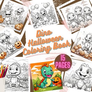 15 Cute Halloween Dinosaur Coloring Pagebook - Etsy