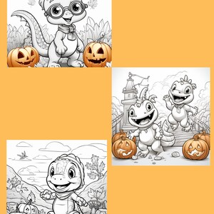 15 Cute Halloween Dinosaur Coloring Pagebook - Etsy