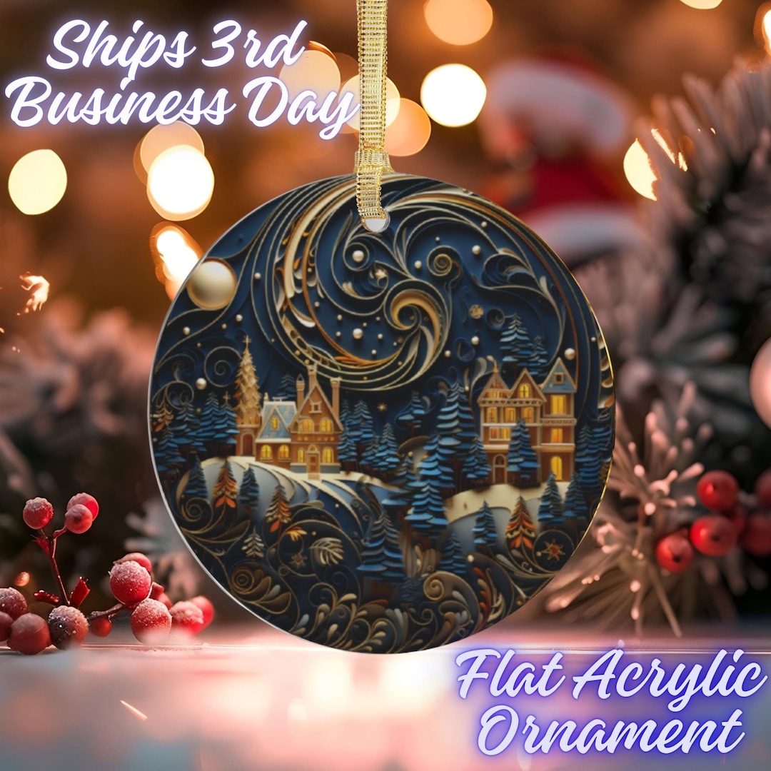 Starry Night Christmas Ornament - Unique Festive Holiday Decor Gift ...