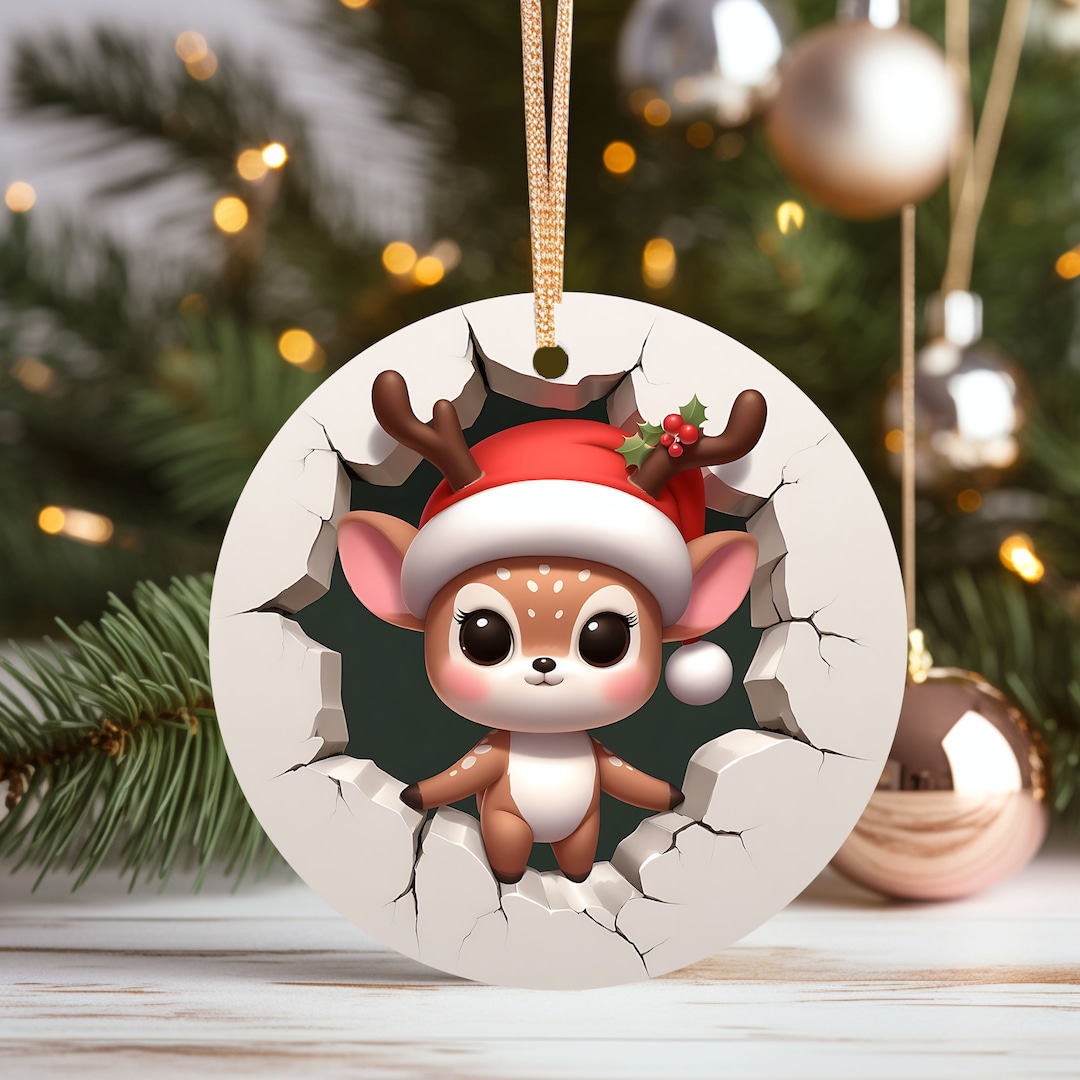 Christmas Reindeer Ornament, Christmas Decoration, Ceramic Ornament ...