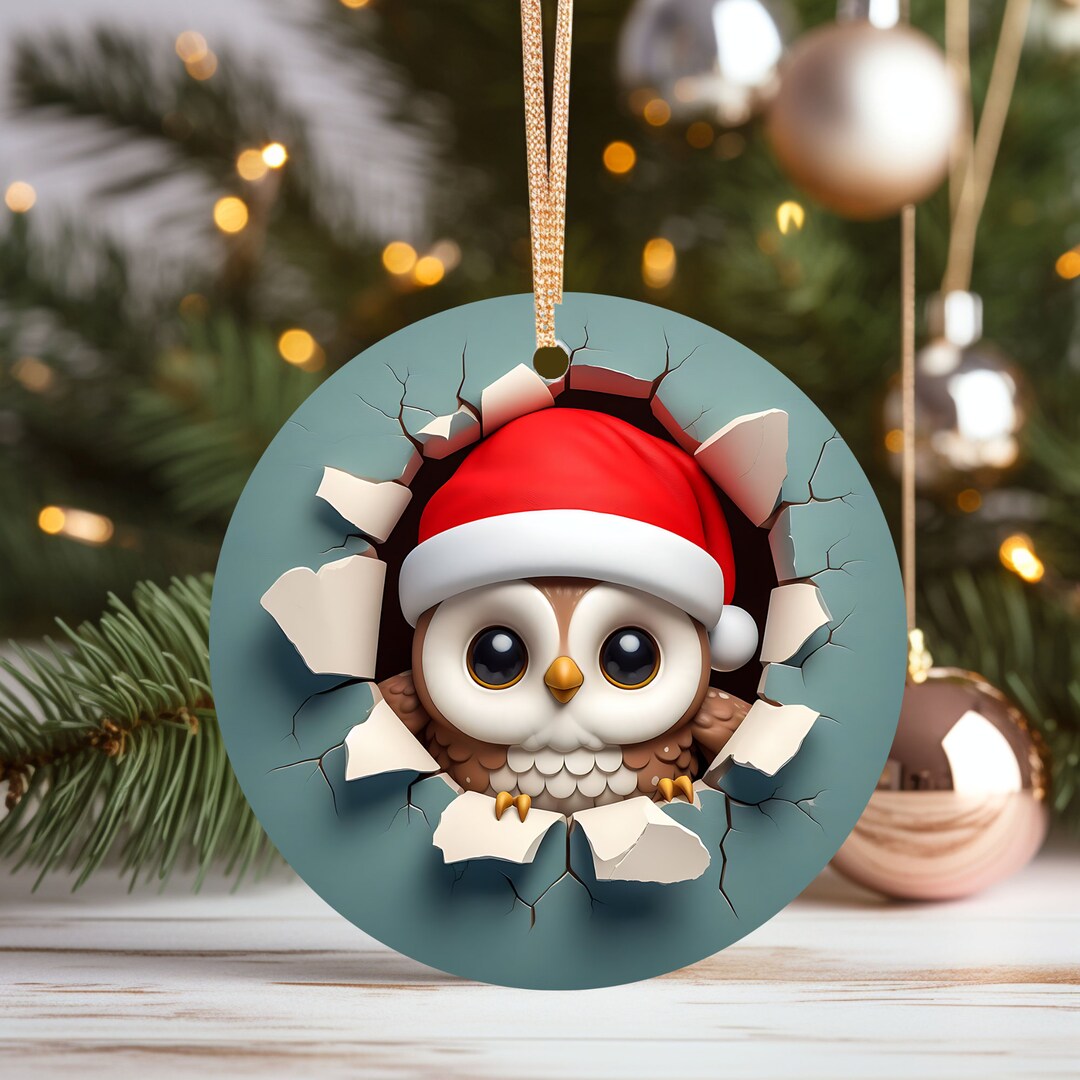 Christmas Cute Owl Ornament, Christmas Decoration, Ceramic Ornament ...