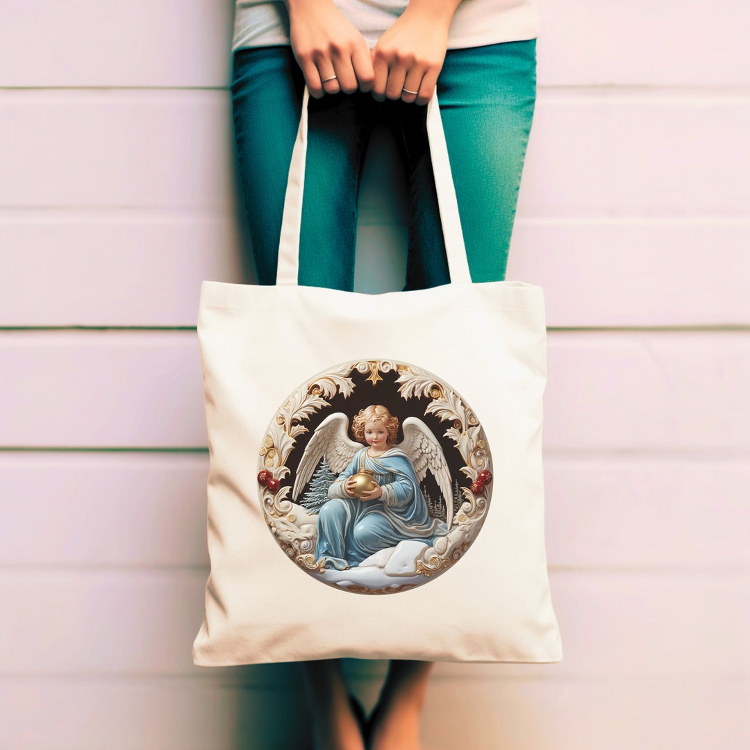 Guardian Angel Tote Bag, Christmas Tote Bag, Christmas Tote, Holiday ...