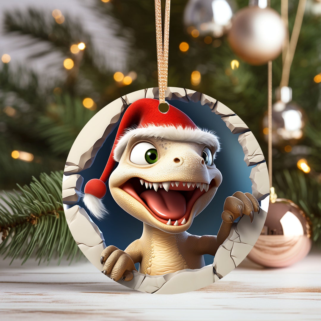 Christmas Baby T Rex Ornament, Dinosaur Ornament, Christmas Ornament ...