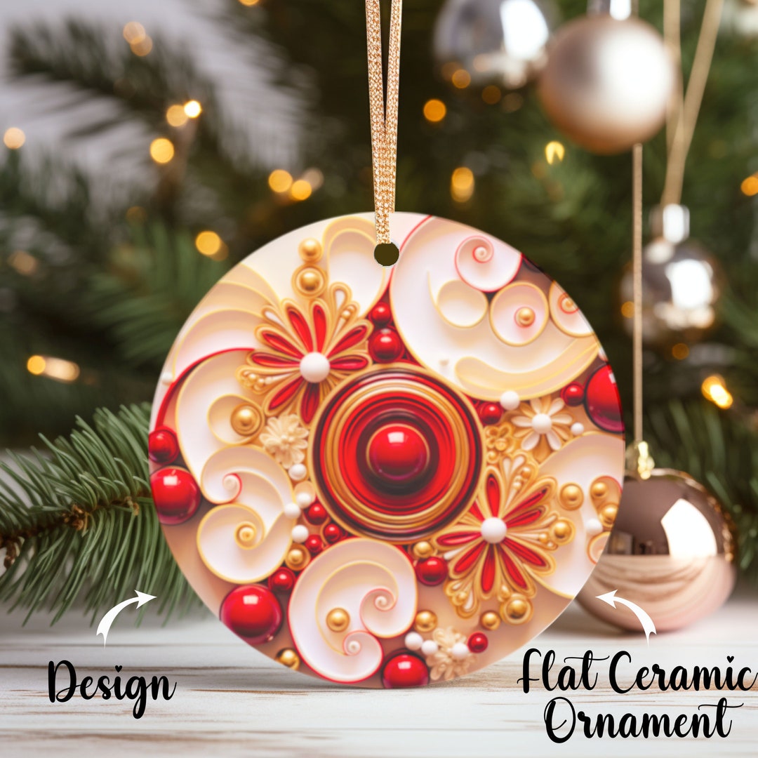 Christmas Flower Ornament, Christmas Decoration, Ceramic Ornament ...