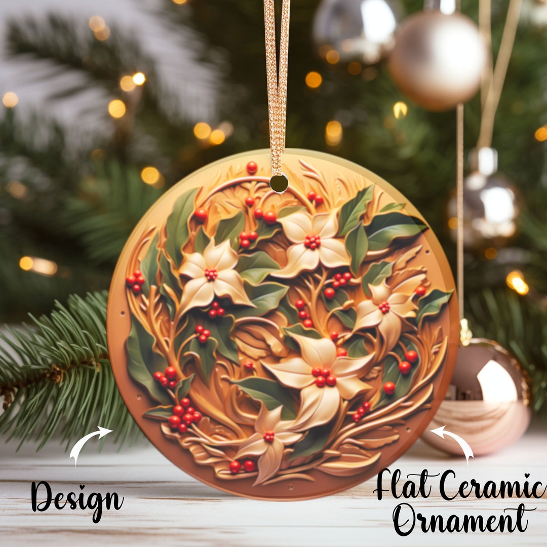 Christmas Golden Mistletoe Ornament,christmas Decoration,ceramic ...