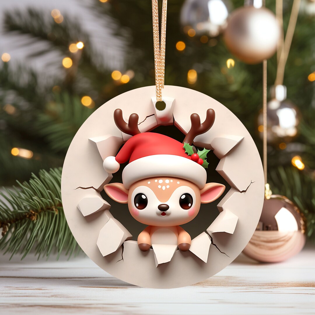 Enchanting Christmas Reindeer Ornament With Illusion of Depth and ...