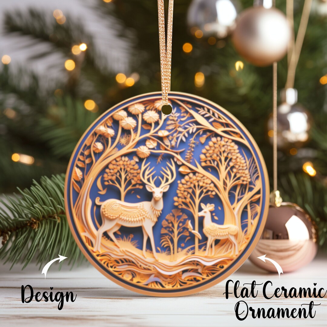 Enchanting Reindeer Ceramic Christmas Ornament - Vibrant Holiday ...